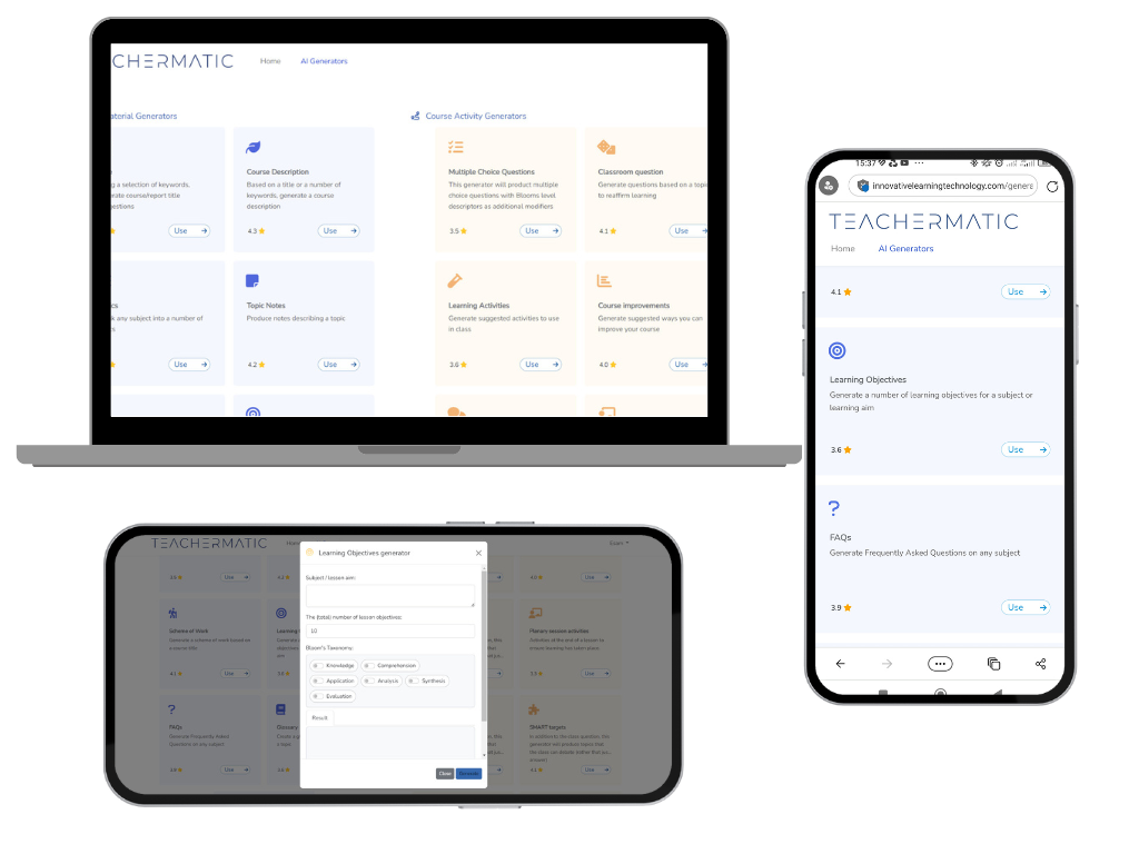 GPT-3 Powered Generators | TeacherMatic | Reduce Teacher Workload using AI